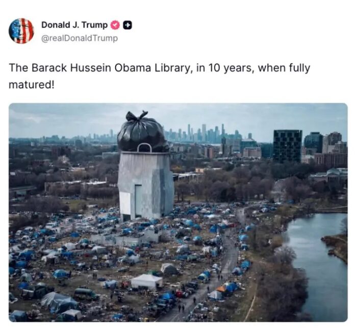 Trump Mocks Obama Presidential Center Again, Shares AI Image of ...